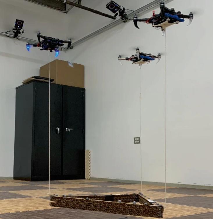 Design and Experimental Evaluation of Distributed Cooperative Transportation of Cable Suspended ...